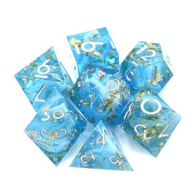 China Custom Logo Liquid Core Resin Dice Set 14MM-20MM Polyhedral DND Dice for RPG Games for sale