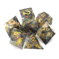 China Custom Logo Liquid Core Resin Dice Set 14MM-20MM Polyhedral DND Dice for RPG Games for sale