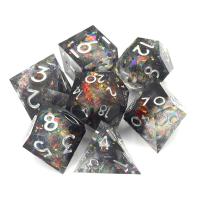 China Custom Logo Liquid Core Resin Dice Set 14MM-20MM Polyhedral DND Dice for RPG Games for sale