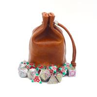 China Large Custom Logo Cowhide Dice Bag 7.5*11cm Portable DnD Dice Cup for Dungeons and Dragons for sale