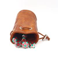 China Large Custom Logo Cowhide Dice Bag 7.5*11cm Portable DnD Dice Cup for Dungeons and Dragons for sale