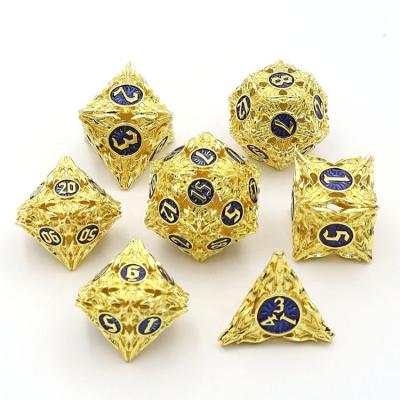 China Custom Copper Material Hollow Dice Set with Polyhedral Shape and Customized Color for DND Games for sale