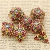 China Custom Copper Material Hollow Dice Set with Polyhedral Shape and Customized Color for DND Games for sale