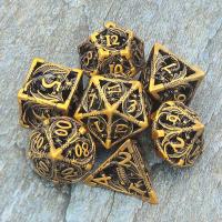 China Pure Copper 7-dice Set Metal Hollow Dice with Customized Color for DND and Board Games for sale