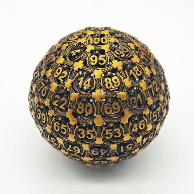 China Custom Brass Metal D100 Dice 5cm Polyhedral for DND RPG with Customized Color for sale