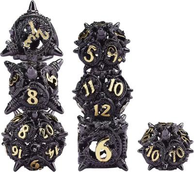 China Customized Color Brass Material Hollow Dice Set with Customized Logo for DND RPG Games for sale