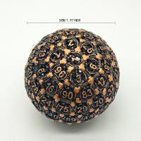 China Customized Color Brass Material D100 Dice for DND RPG Hollow Spherical Dice for sale