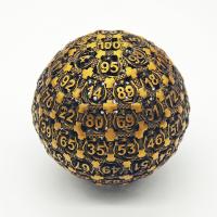 China Customized Color Brass Material D100 Dice for DND RPG Hollow Spherical Dice for sale