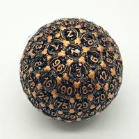China Customized Color Brass Material D100 Dice for DND RPG Hollow Spherical Dice for sale