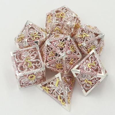 China Customized Logo Copper Material 14mm-20mm Size Metal Hollow Dice Polyhedral Dice for DND Games for sale