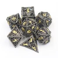 China Customized Logo Copper Material 14mm-20mm Size Metal Hollow Dice Polyhedral Dice for DND Games for sale