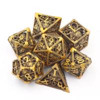 China Customized Logo Copper Material 14mm-20mm Size Metal Hollow Dice Polyhedral Dice for DND Games for sale