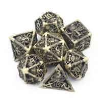 China Customized Color Metal Hollow Dice Set with Polyhedral Shape for DND RPG Games for sale