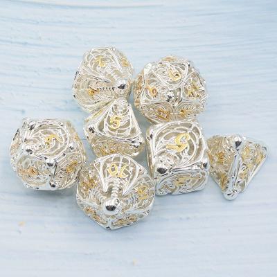China Custom Logo Brass Hollow Dice Set for DND RPG Games in 16MM-20MM Size for sale