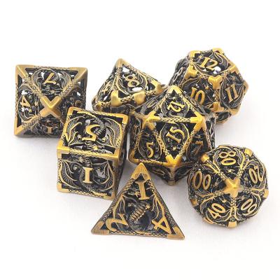 China Brass Material Hollow Dice Set 16MM-20MM Size with Customized Logo for DND RPG Games for sale