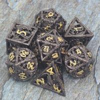 China Brass Material Hollow Dice Set 16MM-20MM Size with Customized Logo for DND RPG Games for sale