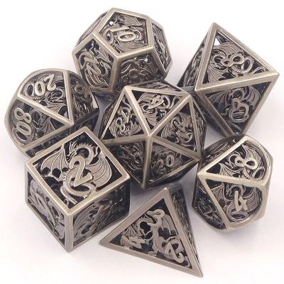 China Brass Hollow Dice Set with Customized Logo and 16MM-20MM Size for DND RPG MTG for sale