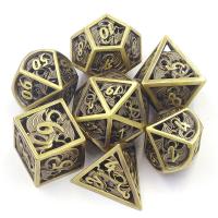 China Wholesale Custom Brass Hollow Dice Set for D&D RPG MTG with Custom Logo in 16mm-20mm Sizes for sale