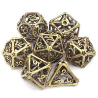 China Customized Color Copper Metal Hollow Dice Set for DND Games with 14mm-20mm Polyhedral Dice for sale