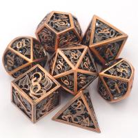 China Customized Color Copper Metal Hollow Dice Set for DND Games with 14mm-20mm Polyhedral Dice for sale