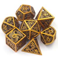 China Customized Color Copper Metal Hollow Dice Set for DND Games with 14mm-20mm Polyhedral Dice for sale