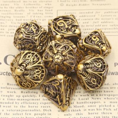 China Copper Material Hollow Dice 7-Piece Set with Customized Color for Dungeons and Dragons RPG Games for sale