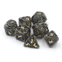 China Copper Material Hollow Dice 7-Piece Set with Customized Color for Dungeons and Dragons RPG Games for sale