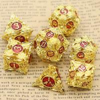 China Custom Brass Hollow Dice Set with Polyhedral Design and Personalized Logo for DND Games for sale