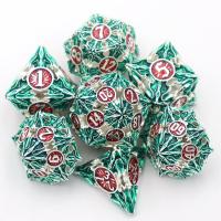 China Custom Brass Hollow Dice Set with Polyhedral Design and Personalized Logo for DND Games for sale