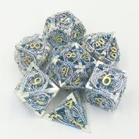 China Customized Color Copper Hollow Dice Set for DND Games with 14mm-20mm Polyhedron Metal Dice for sale