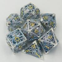 China Customized Color Copper Hollow Dice Set for DND Games with 14mm-20mm Polyhedron Metal Dice for sale