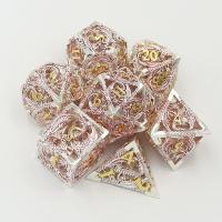 China Customized Color Copper Hollow Dice Set for DND Games with 14mm-20mm Polyhedron Metal Dice for sale