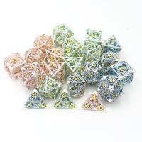 China Customized Color Copper Material Metal Hollow Dice 7-Dice Set for DND RPG Games for sale