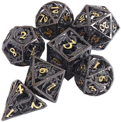 China Pure Copper Customized Color 7-dice Set Metal Hollow Dice for DND and Tabletop Games for sale