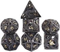 China Pure Copper Customized Color 7-dice Set Metal Hollow Dice for DND and Tabletop Games for sale