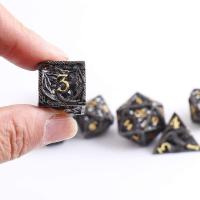 China Pure Copper Customized Color 7-dice Set Metal Hollow Dice for DND and Tabletop Games for sale