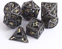 China Pure Copper Customized Color 7-dice Set Metal Hollow Dice for DND and Tabletop Games for sale