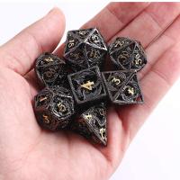 China Pure Copper Customized Color 7-dice Set Metal Hollow Dice for DND and Tabletop Games for sale