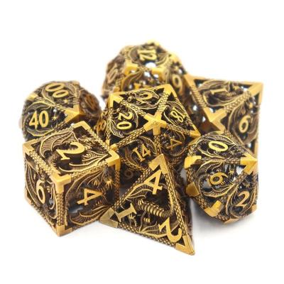 China Custom Copper Metal Hollow Dice Set with 14mm-20mm Side and Customized Color for DND Games for sale