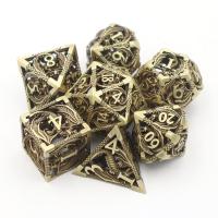 China Custom Copper Metal Hollow Dice Set with 14mm-20mm Side and Customized Color for DND Games for sale