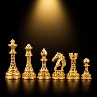 China Hollow Carved Brass Material Mirror Polished Chess Set Luxury Chessboard for Home Decor for sale