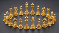 China Hollow Carved Brass Material Mirror Polished Chess Set Luxury Chessboard for Home Decor for sale
