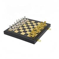 China Luxury Foldable Chess Set with Lightweight Aluminum Alloy Pieces and High-Quality Wooden Board for sale