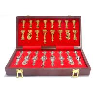 China Zinc Alloy Chess Set with Foldable Storage Board and Customizable Logo - Durable Metal Chessboard for Home and Travel for sale
