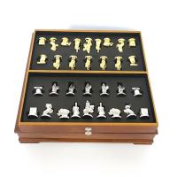 China Customized Logo Portable Metal Chess Set with 43.5x43.5x7.3cm Zinc Alloy Chess Game Set for sale