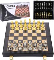China Zinc Alloy Foldable Metal Chess Set with Customizable Logo for Chess Game Competition for sale