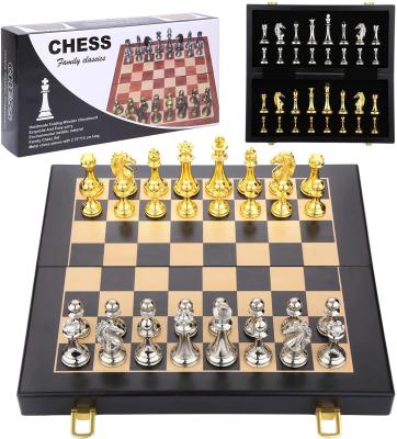 China Zinc Alloy Foldable Metal Chess Set with Customizable Logo for Chess Game Competition for sale