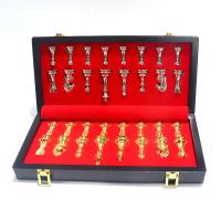 China Customized Logo Zinc-Alloy Metal Chess Set with Foldable Design Chessboard for Chess Game for sale