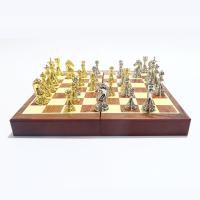 China Customized Logo Foldable Wooden Board Chess Set with Zinc Alloy Pieces for sale