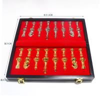 China Customized Logo Unfoldable Zinc-Alloy Metal Chess Set Chess Game Board for sale